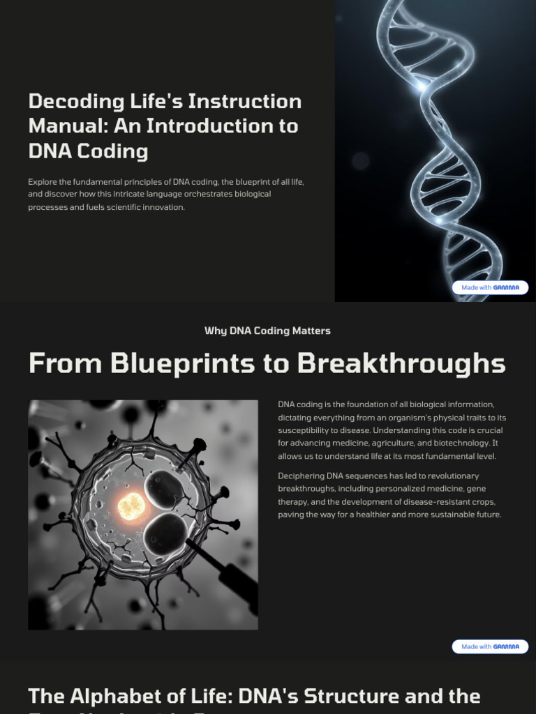 Decoding Lifes Instruction Manual an Introduction to DNA Coding | PDF ...
