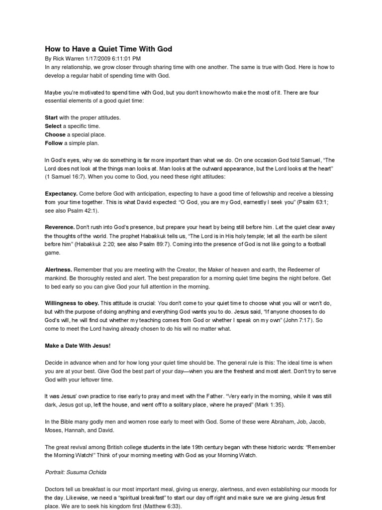 How To Have A Quiet Time With God | PDF | Christian Meditation | Prayer