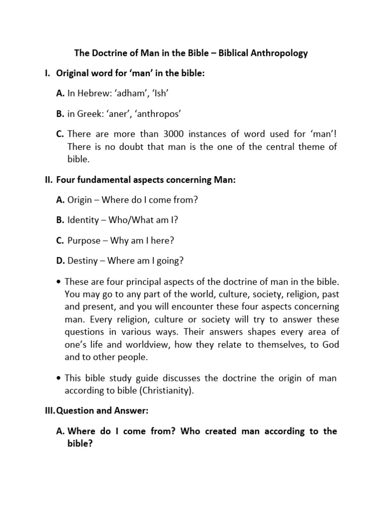 1 The Doctrine of Man | PDF | Genesis Creation Narrative | God