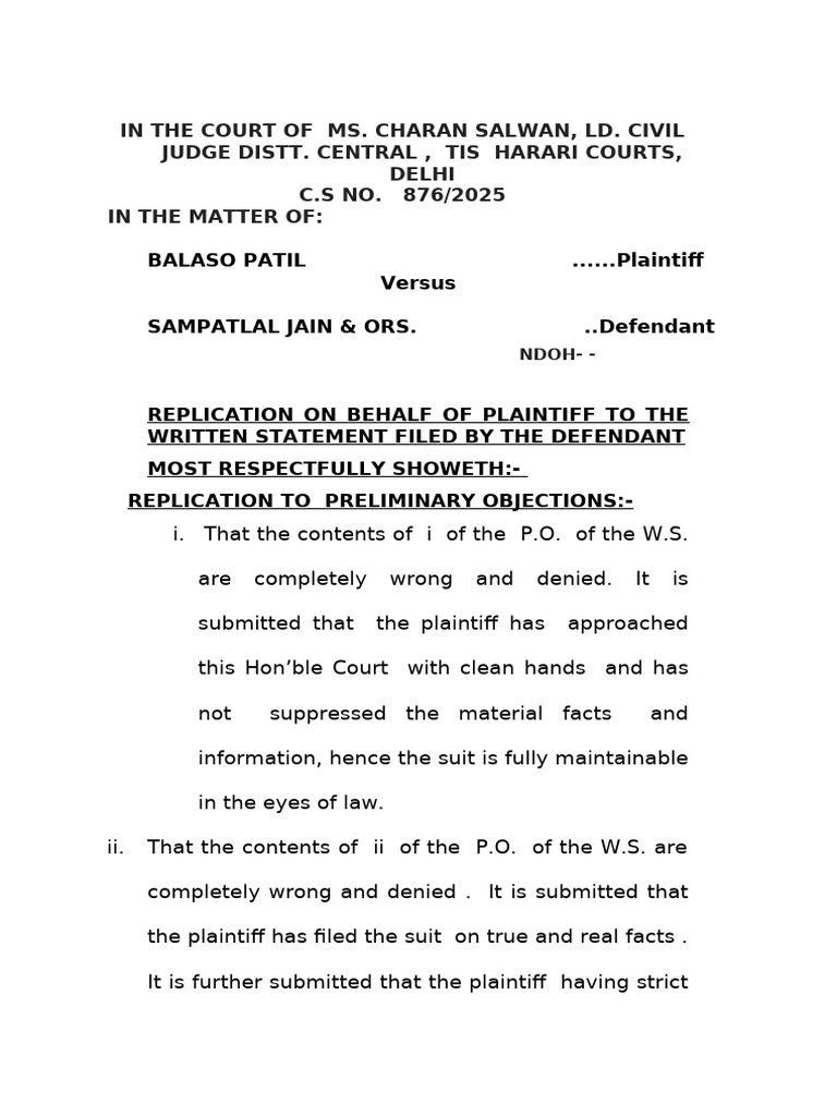Replication Umakant Sharma Adv Balaso Patil | PDF | Affidavit | Justice