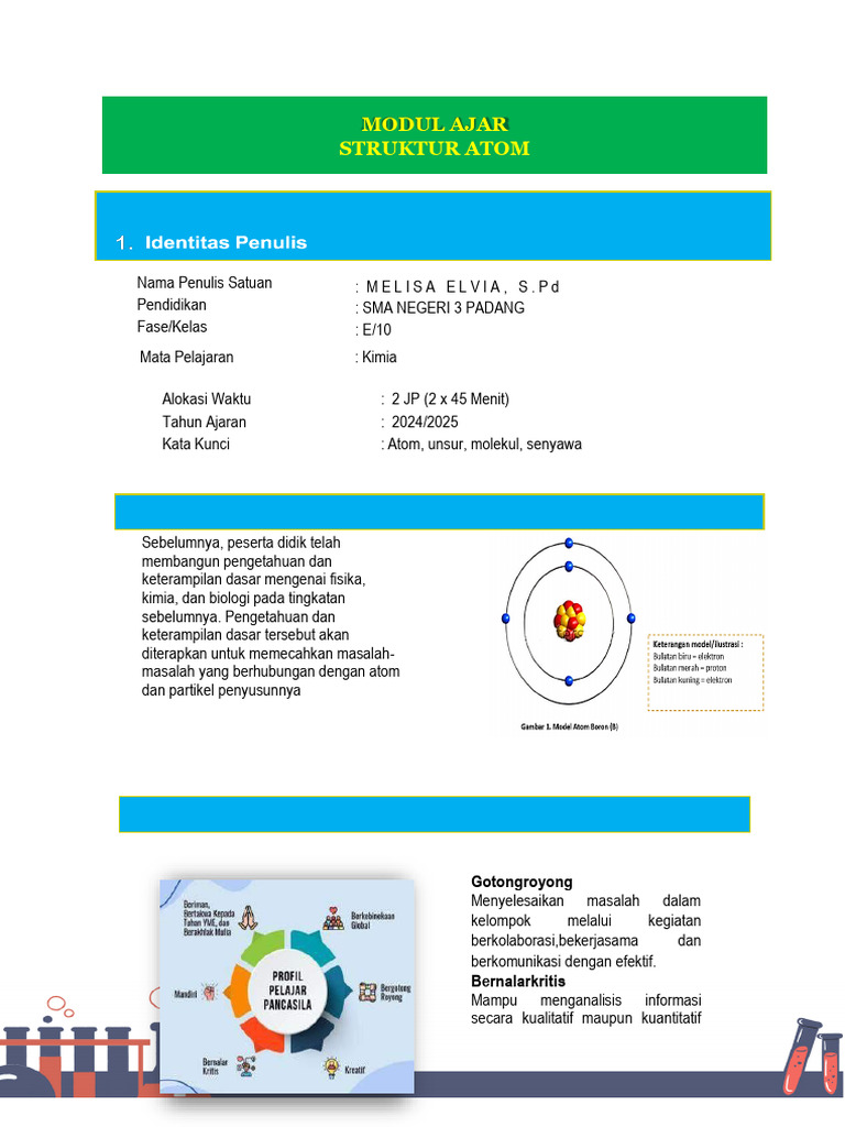 Modul Ajar Struktur Atom Kimia Fase e | PDF