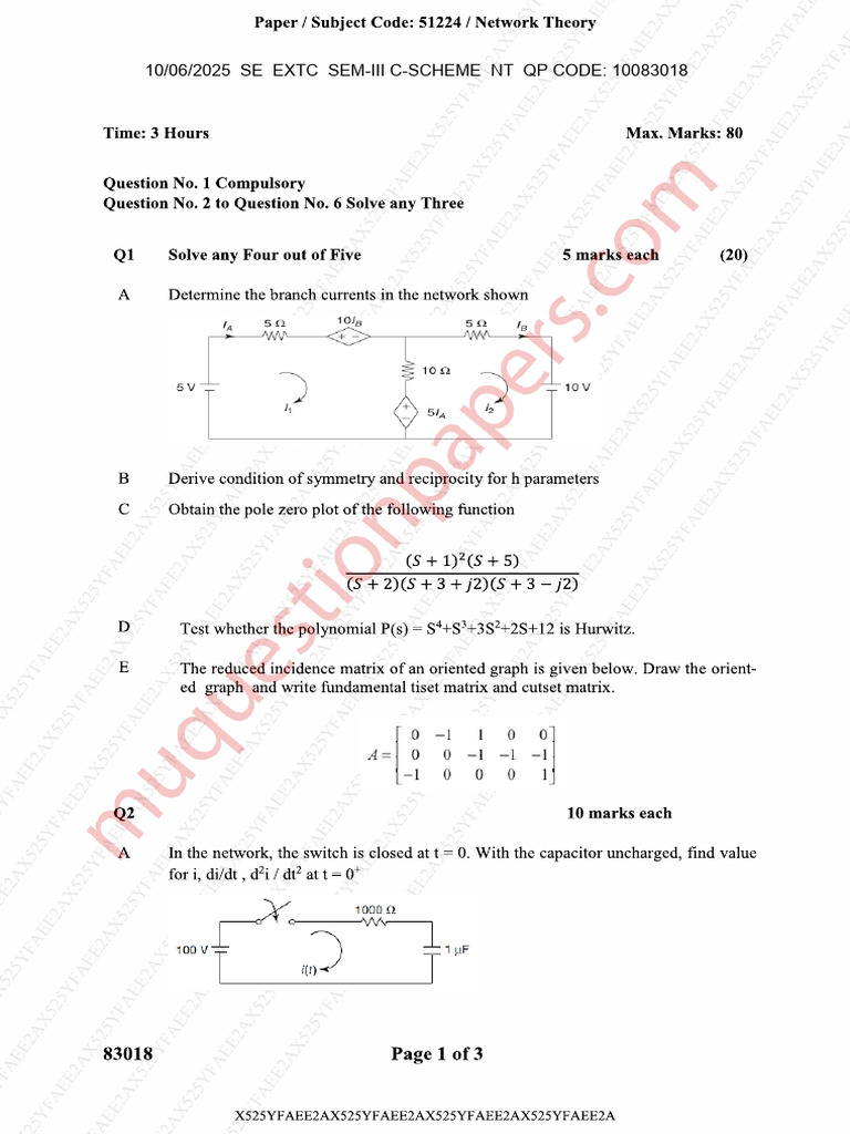 Be Electronics and Telecommunication Semester 3 2025 May Network ...