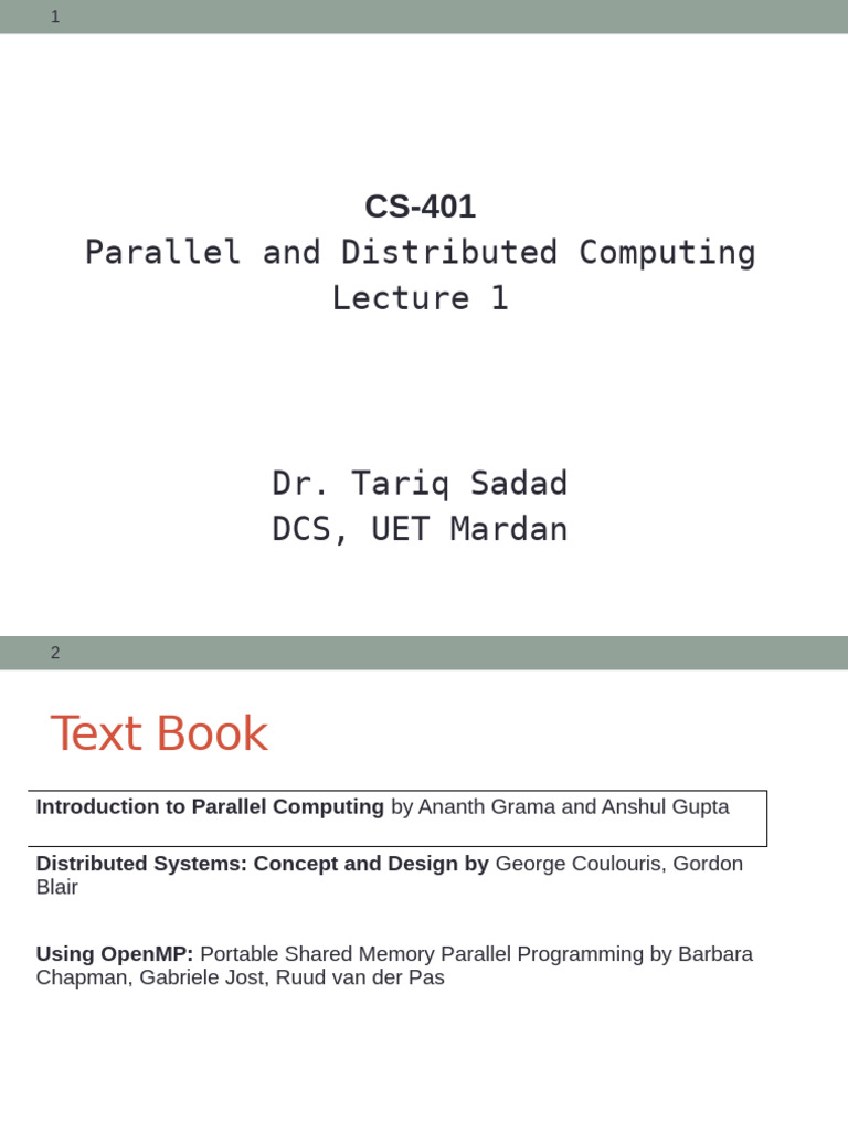 Lect 1 Uetm Intro To PDC | PDF | Parallel Computing | Central ...