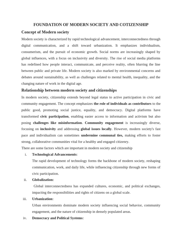 Foundations of Modern Society | PDF | Democracy | Political Ideologies