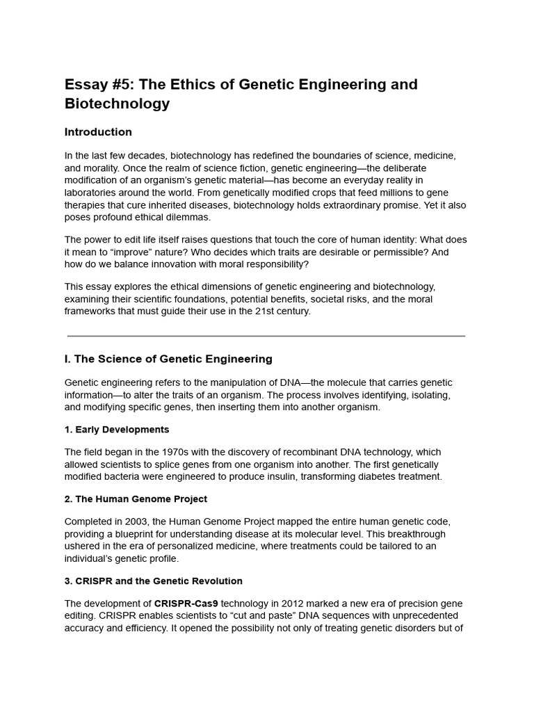 Ethics of Genetic Engineering in Biotech | PDF | Genetic Engineering ...
