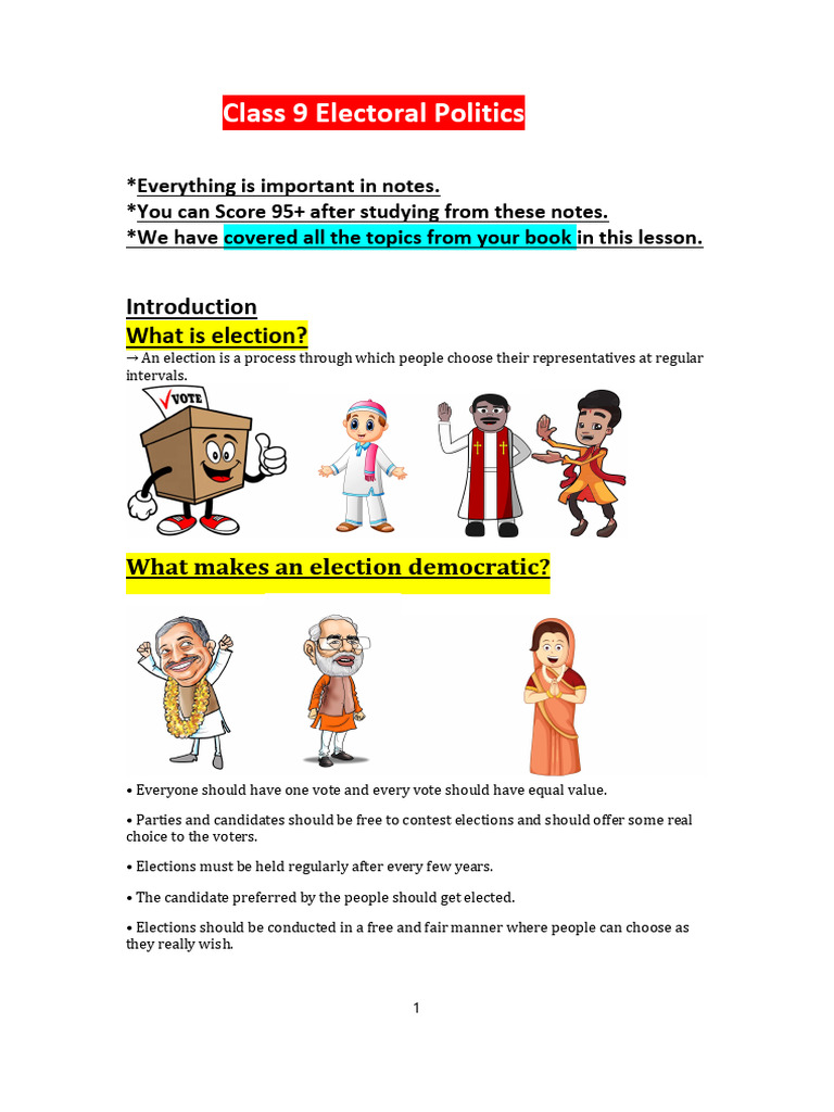 Class 9 Electoral Politics Overview | PDF | Elections | Voting