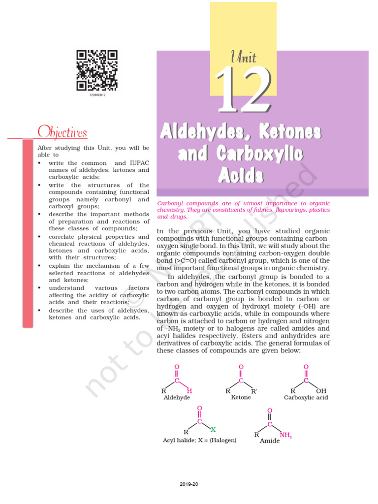 CBSE Class 12 NCERT Chemistry Part 2 Aldehydes Ketones and Carboxylic Acids Chapter 3 | PDF ...