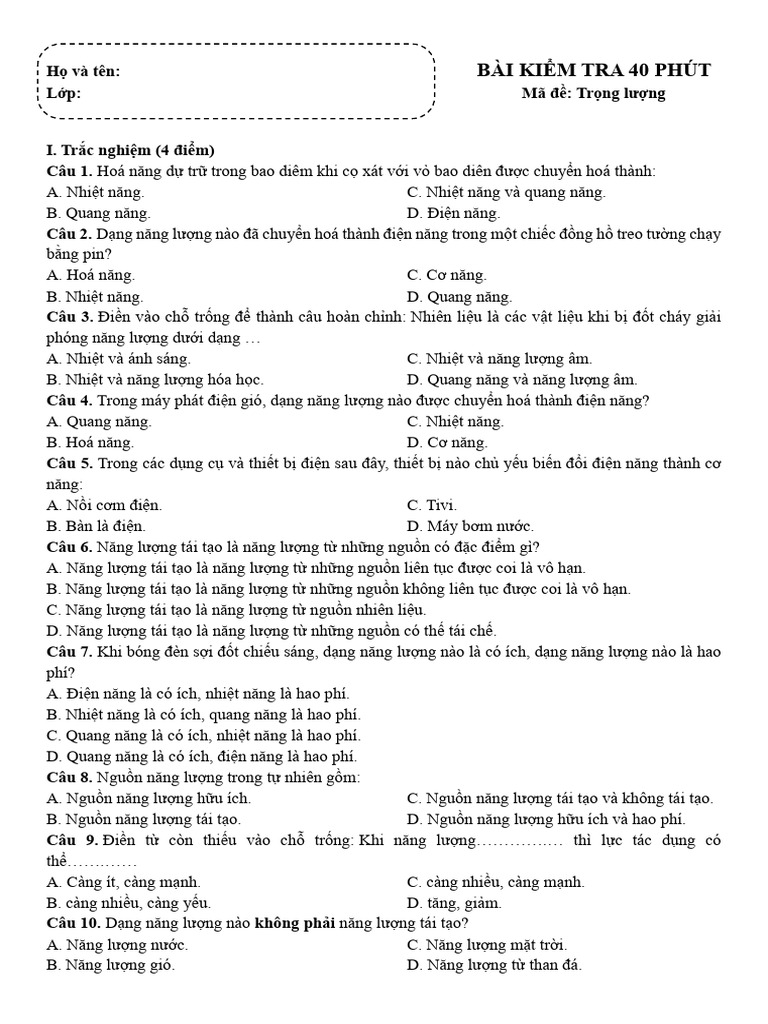 (6) Bài Kiểm Tra 45 Phút | PDF