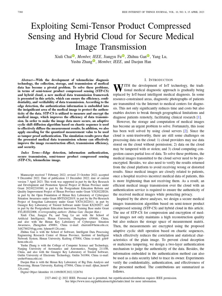 Exploiting Semi-Tensor Product Compressed Sensing and Hybrid Cloud for Secure Medical Image ...