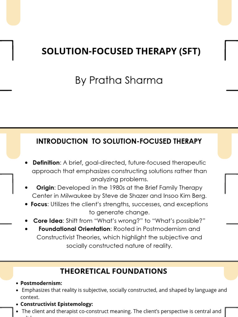 Solution-Focused Therapy (SFT) | PDF | Social Constructionism ...
