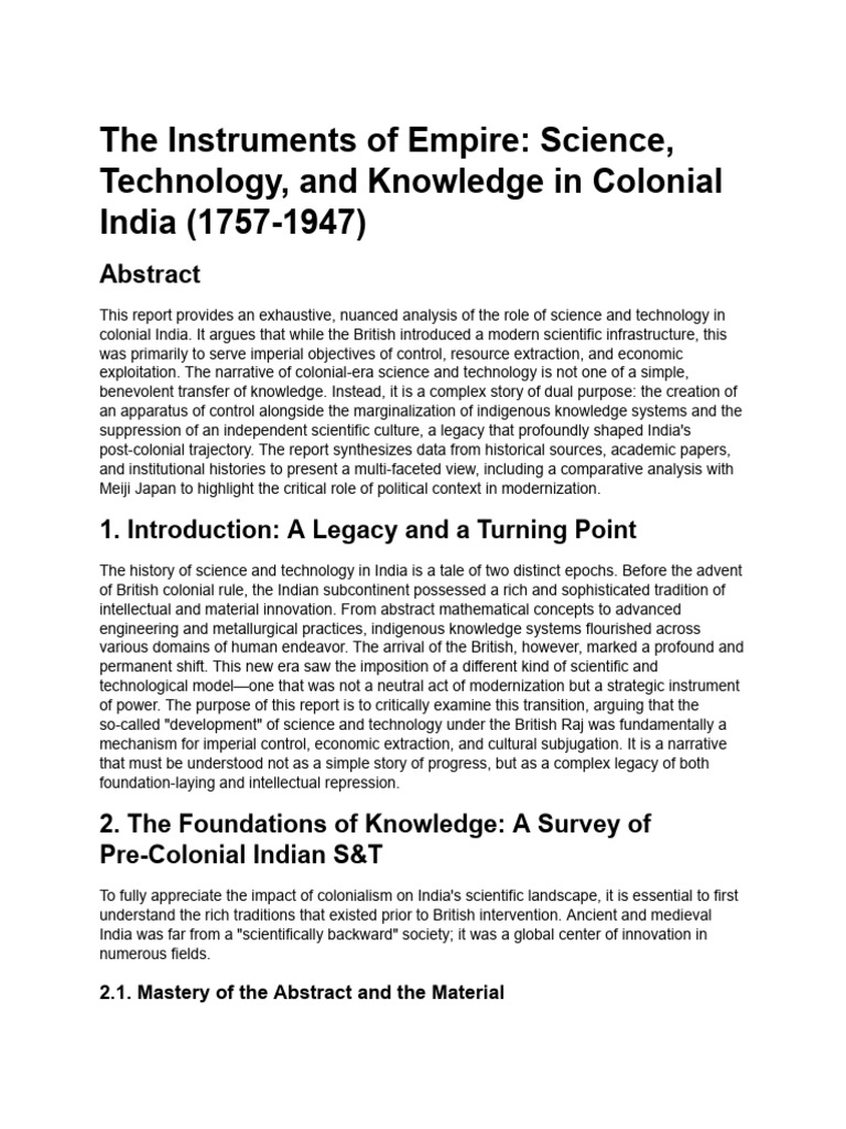 Colonial India - Science and Technology | PDF | Science | Colonialism
