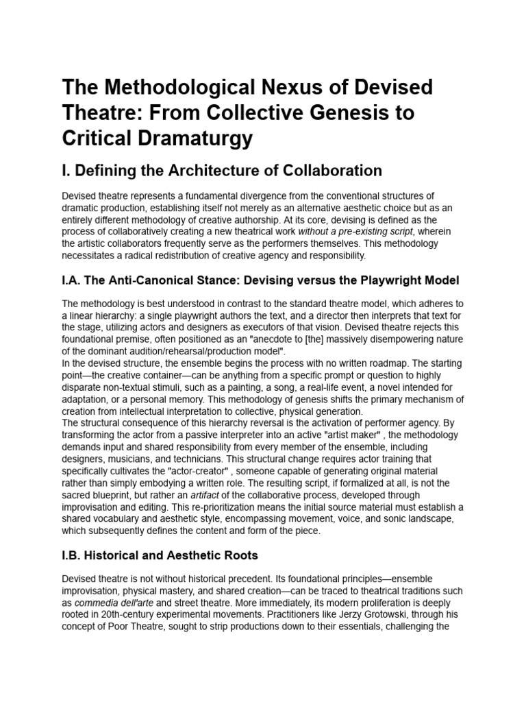 Devised Theatre: Collaborative Creation Process | PDF | Theatre