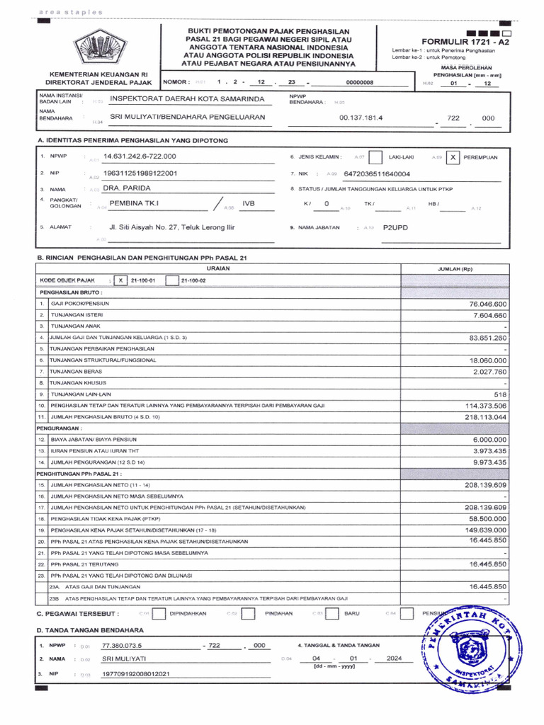 Form A2 Parida | PDF