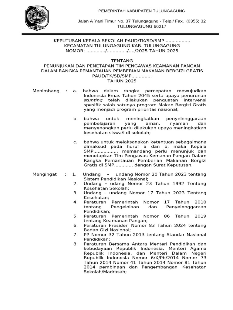 SK Tim MBG SEKOLAH | PDF