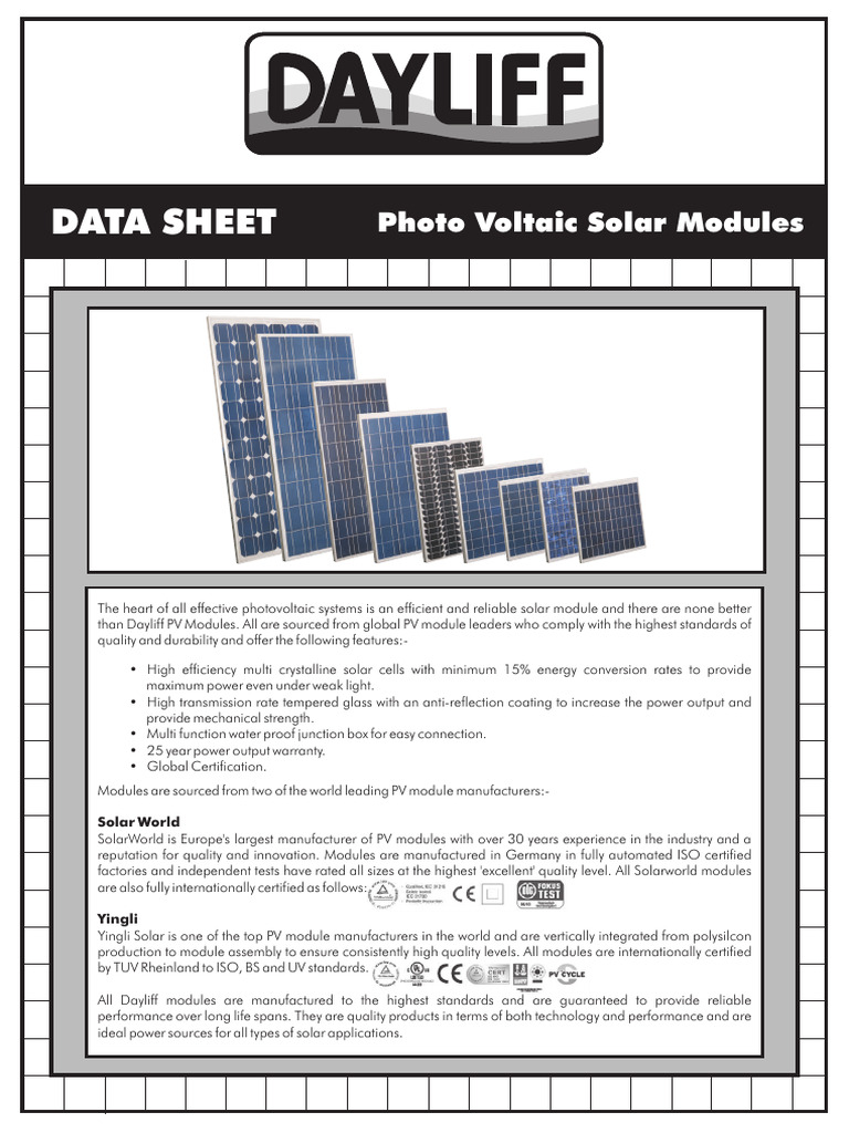 Dayliff Solar Modules | PDF | Solar Panel | Photovoltaics