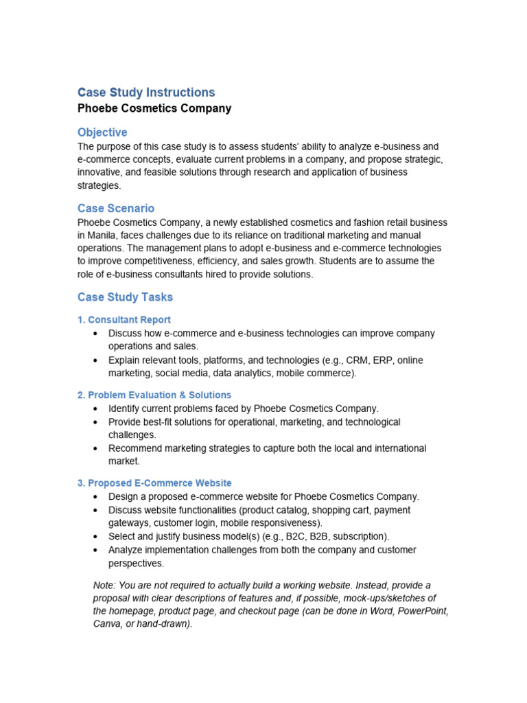 Phoebe Cosmetics Case Study | PDF | Marketing | Electronic Business