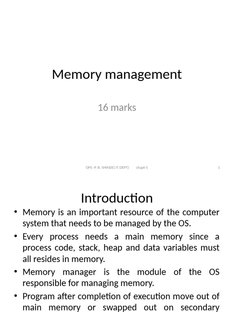Chapt-4 Memory Management | PDF | Computer Data Storage | Software Engineering
