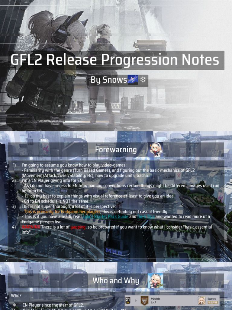 GFL2 "Quick" Progression Notes | PDF | Gaming | Video Games