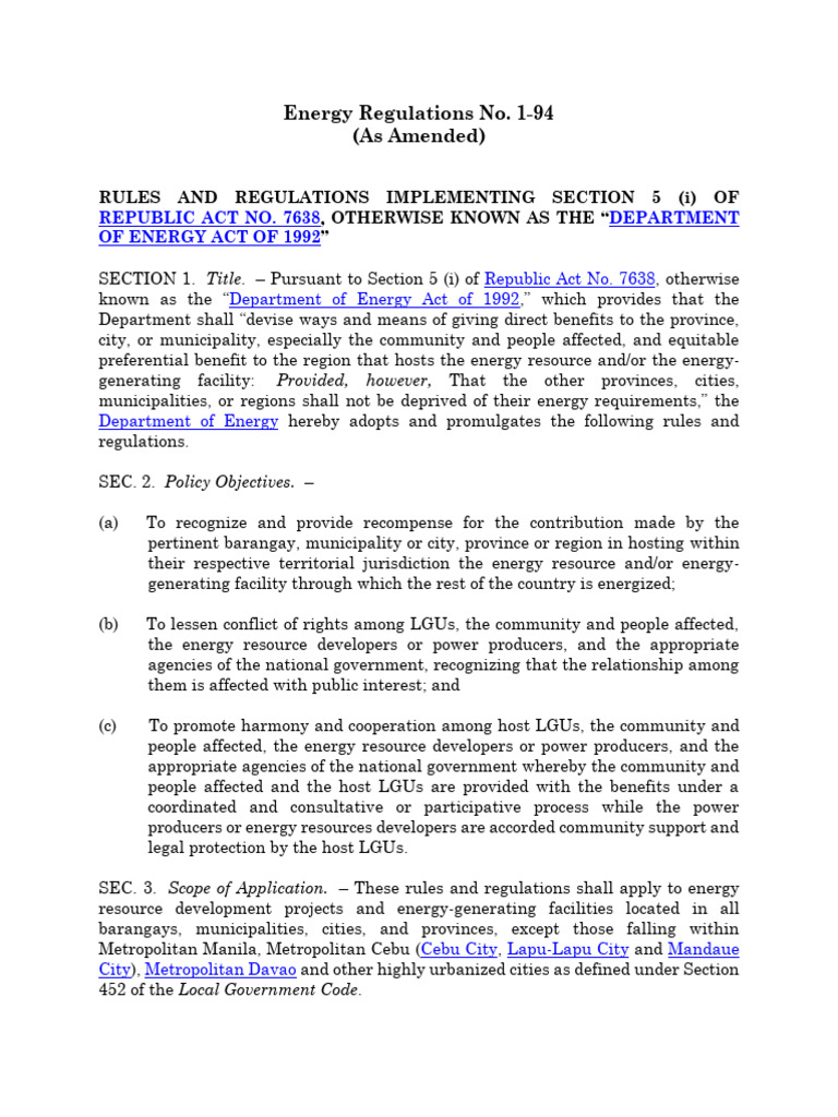 Energy Regulations Implementation Guide | PDF | Electricity Generation ...