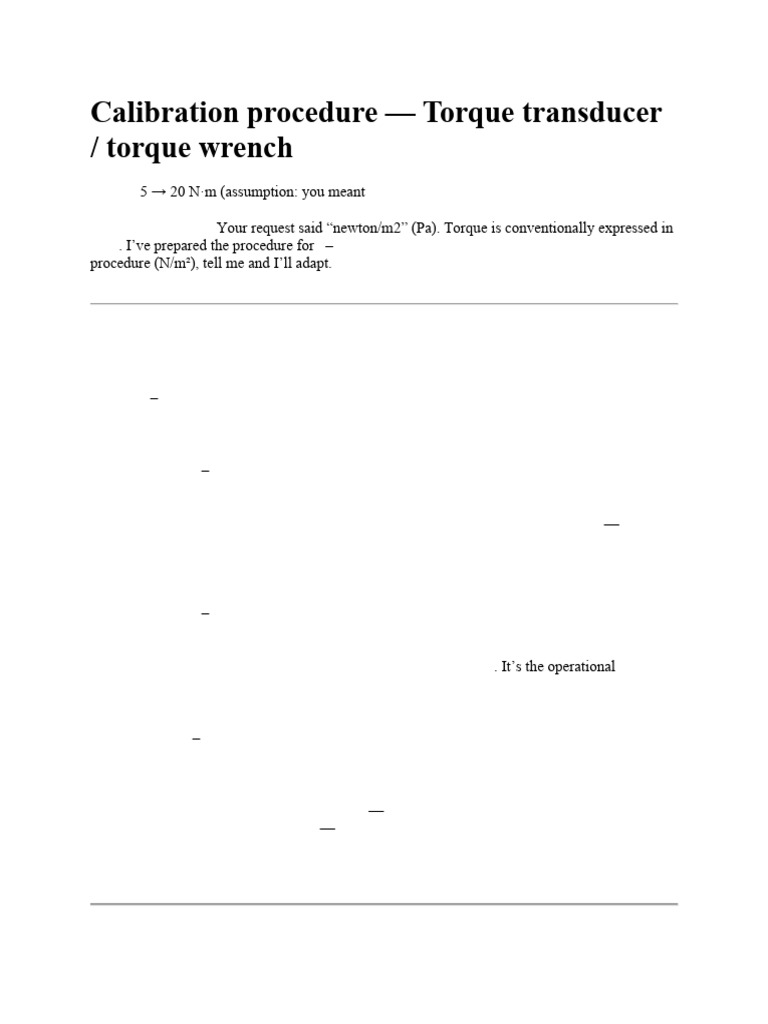 Torque Calibration Procedure | PDF | Calibration | Uncertainty