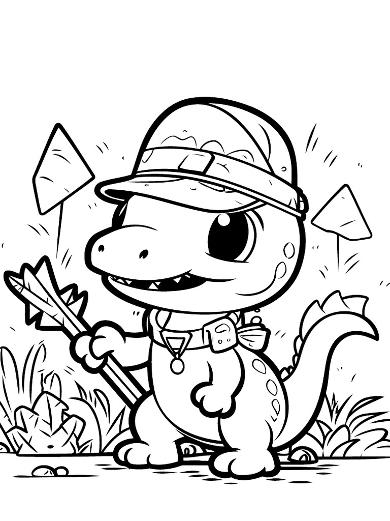 Dinosaur Coloring Pages Worksheet in Black and White Cute Illustrative ...