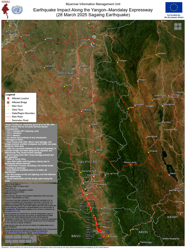 Map - Earthquake Impact Damaged Road and Bridge - MIMU889v01 ...