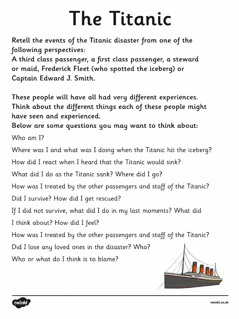 T T 4067 The Titanic Recount Writing Frames | PDF
