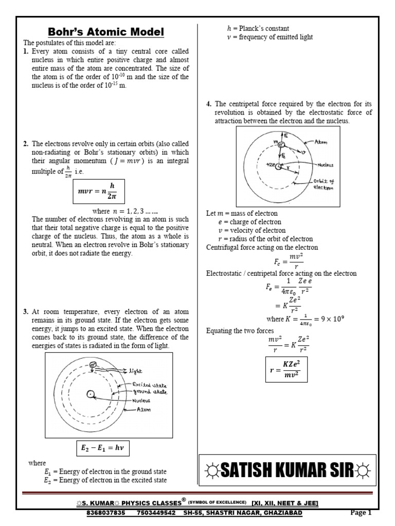 Bohr's Atomic Model Explained | PDF | Electron | Atoms