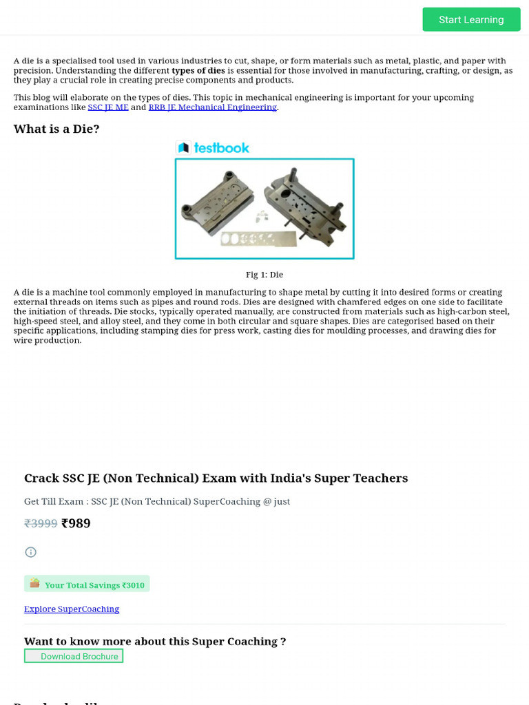Types of Dies_ With Definition, Advantages and the Disadvantages | PDF