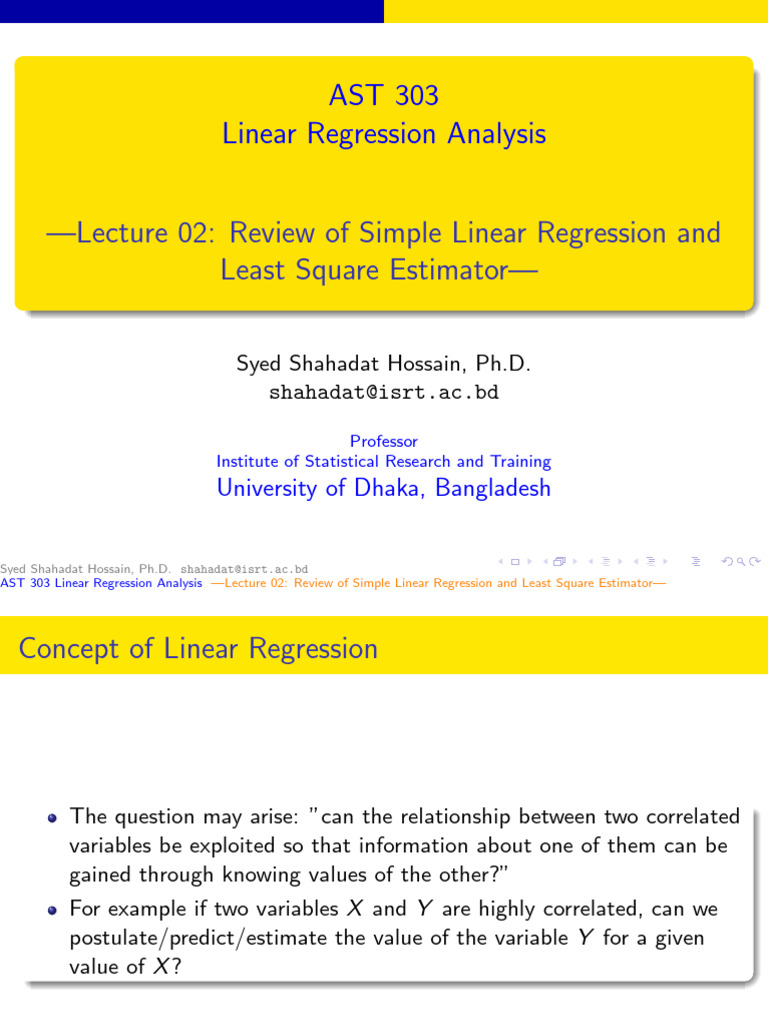 AST303 L02 (IntroToRegression&LeastSquareEstimation) | PDF | Regression ...