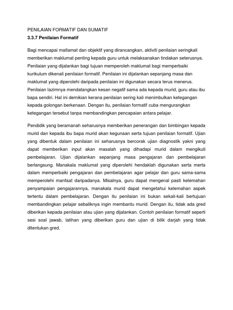 Penilaian Formatif Dan Sumatif | PDF