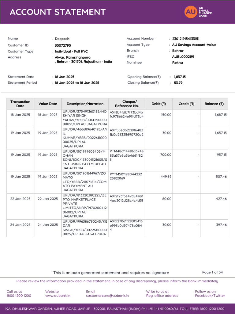 Account Statement: Deepesh | PDF | Debits And Credits | Cheque