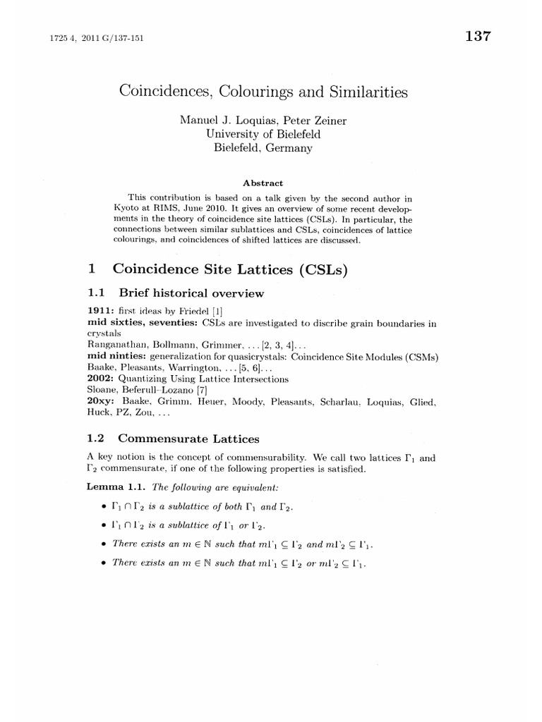 Coincidence Site Lattices Overview | PDF | Algebra | Mathematical Physics