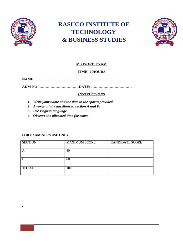 Word Exam 32 | PDF | Microsoft Word | Computing