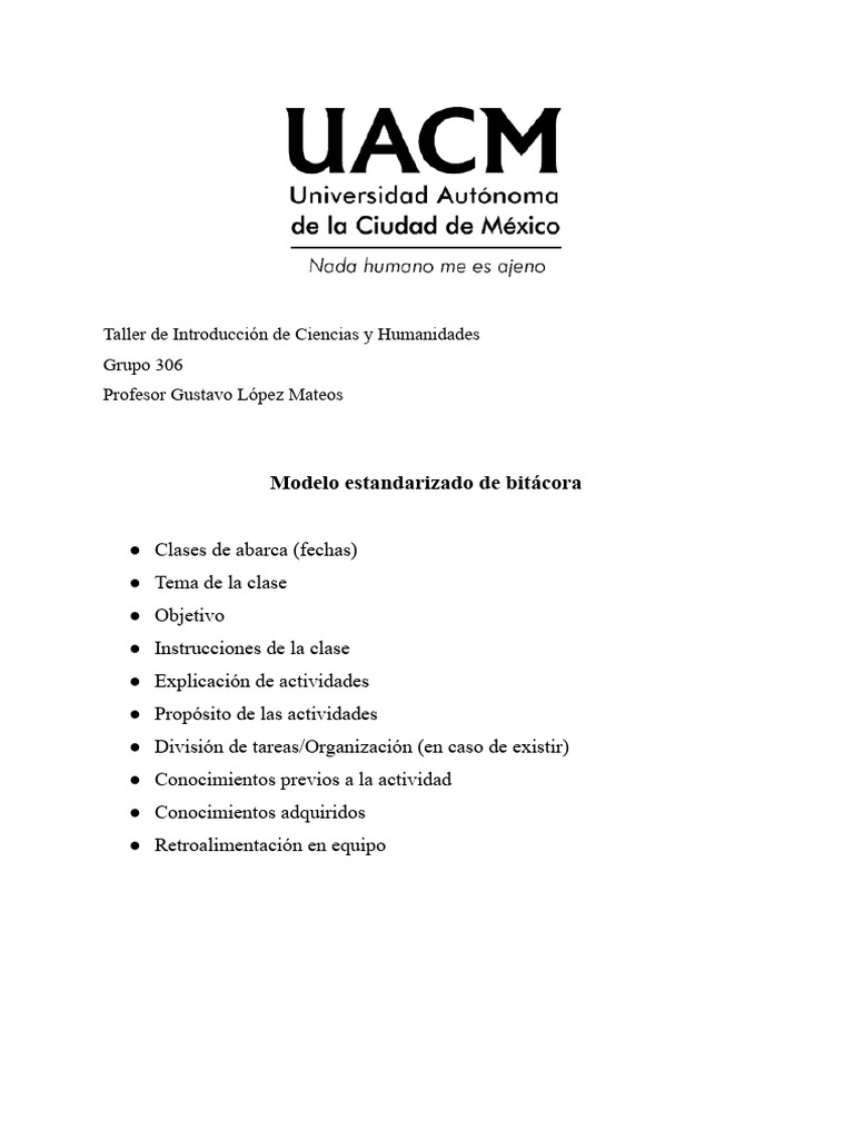 Modelo de Bitácora | PDF