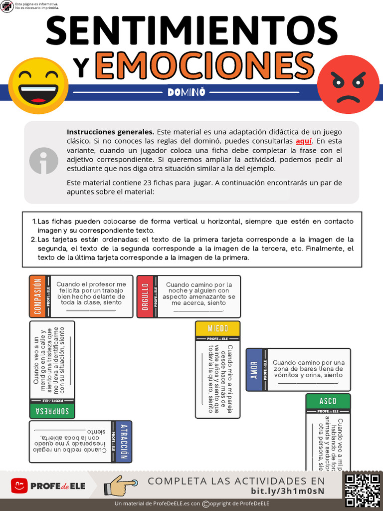 Emociones y Sentimientos - Dominó (v.1.0) | PDF