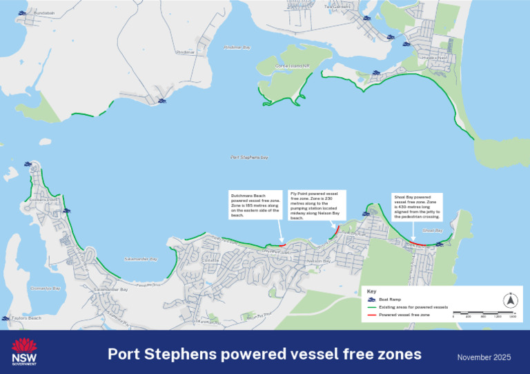 Port Stephens Powered Vessel Free Zone Trial Map v4 | PDF | Coastal ...