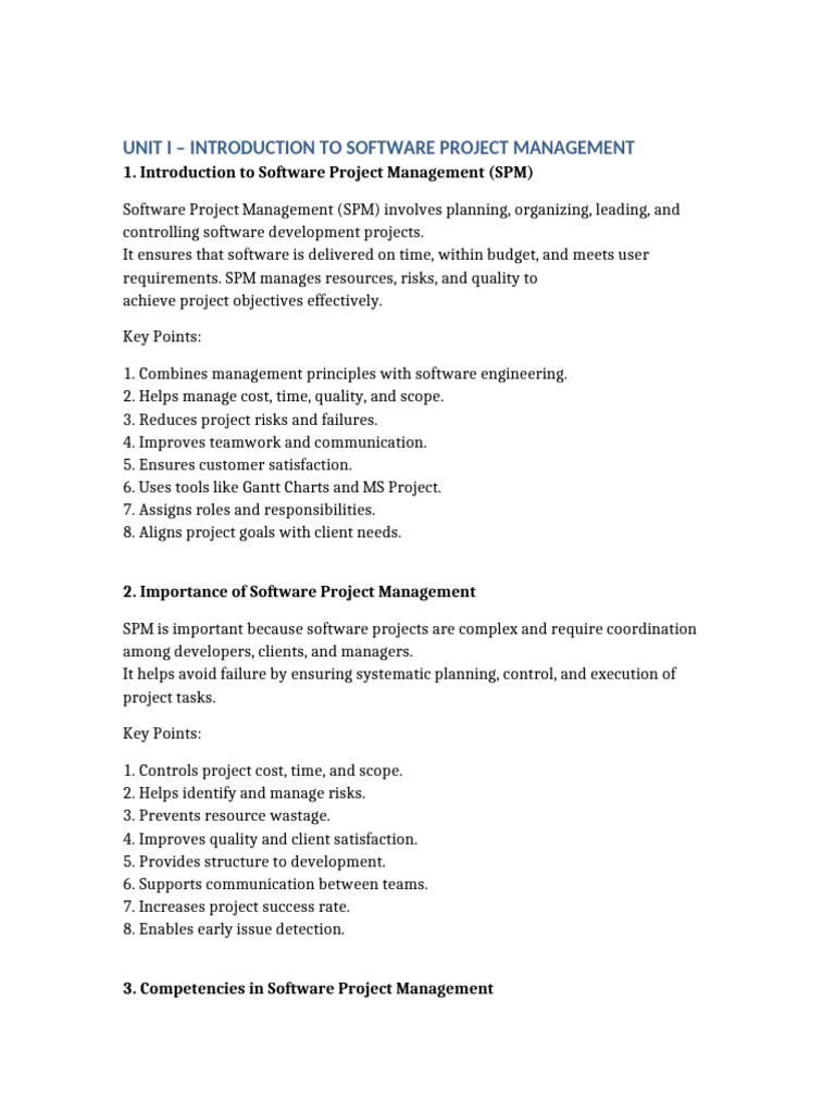 SPM Unit1 Introduction To Software Project Management | PDF | Software Development Process ...