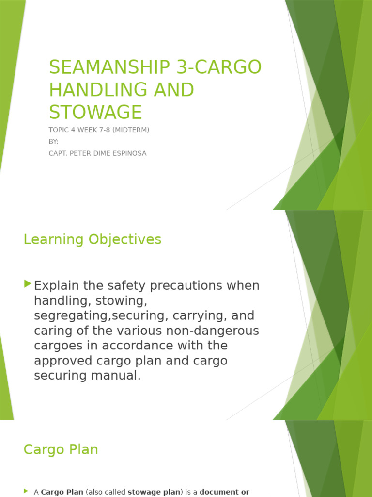 Seam 3 Cargo Handling and Stowage Midterm Week 7 8 | PDF | Cargo | Ships