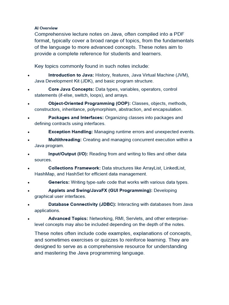 Java Programming Overview | PDF