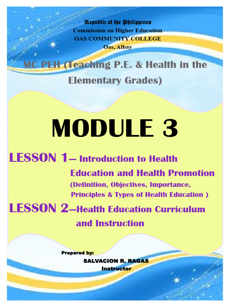 Module 3 Lesson 1 2 MC Peh Beed 3 | PDF | Curriculum | Health Promotion