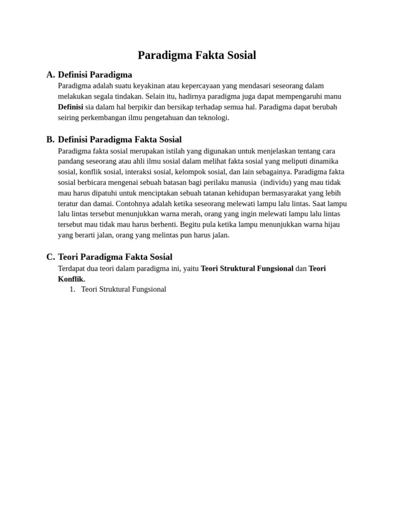 Memahami Paradigma Fakta Sosial | PDF