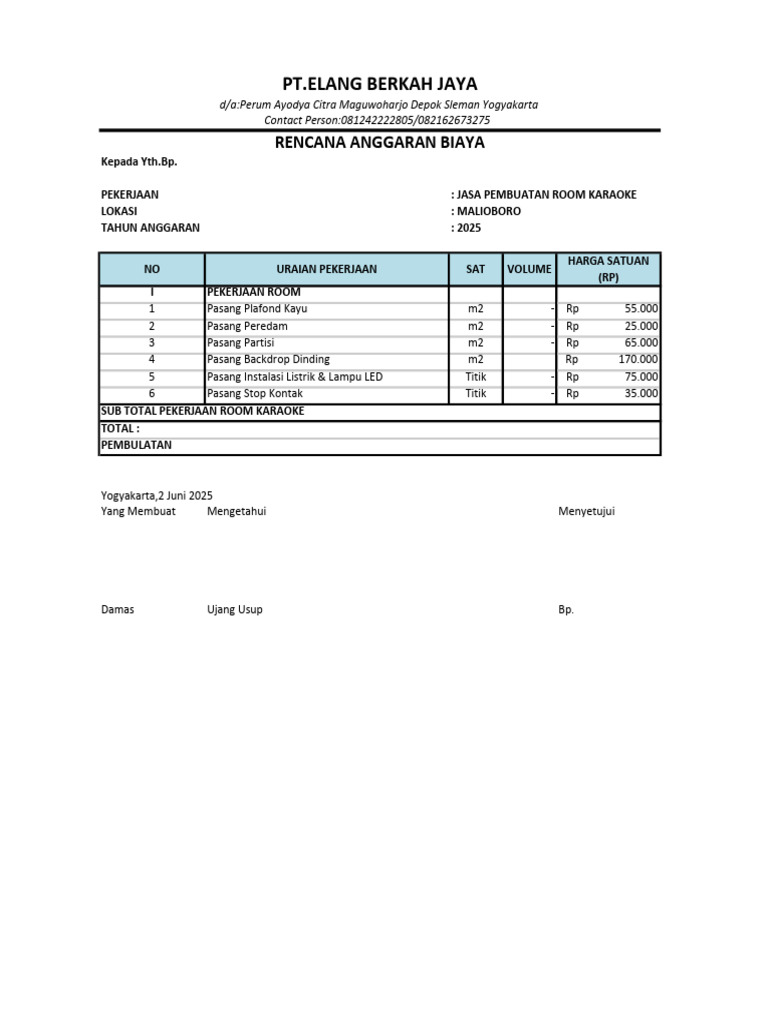 Penawaran Room Karaoke Malioboro | PDF