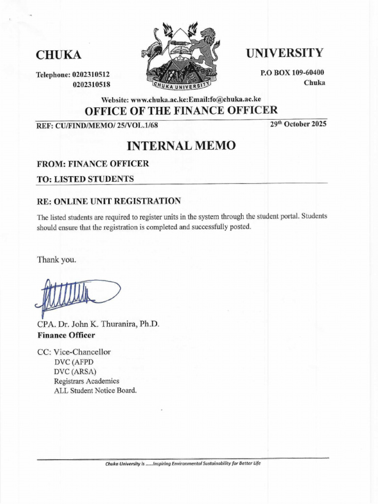 Finance Memo On Registration of Units October 2025 | PDF
