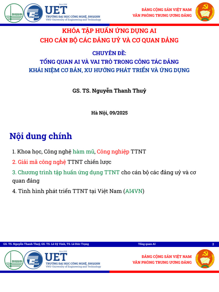 Vnu-Uet - Ung Dung Ai VPTWĐ - Tong Quan Ai - v1.1 | PDF
