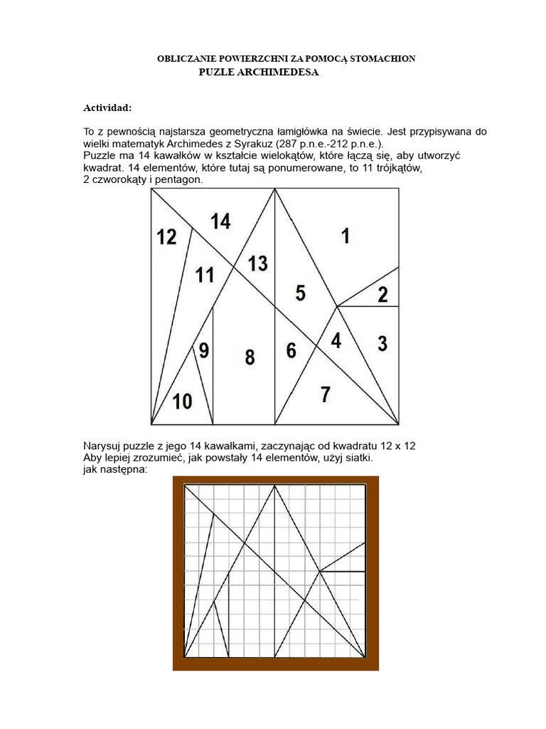 Obliczanie Powierzchni Stomachion | PDF