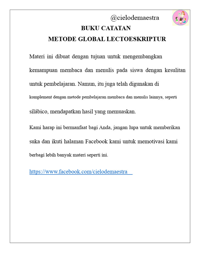 Metode Global Lectoeskriptur untuk Anak | PDF