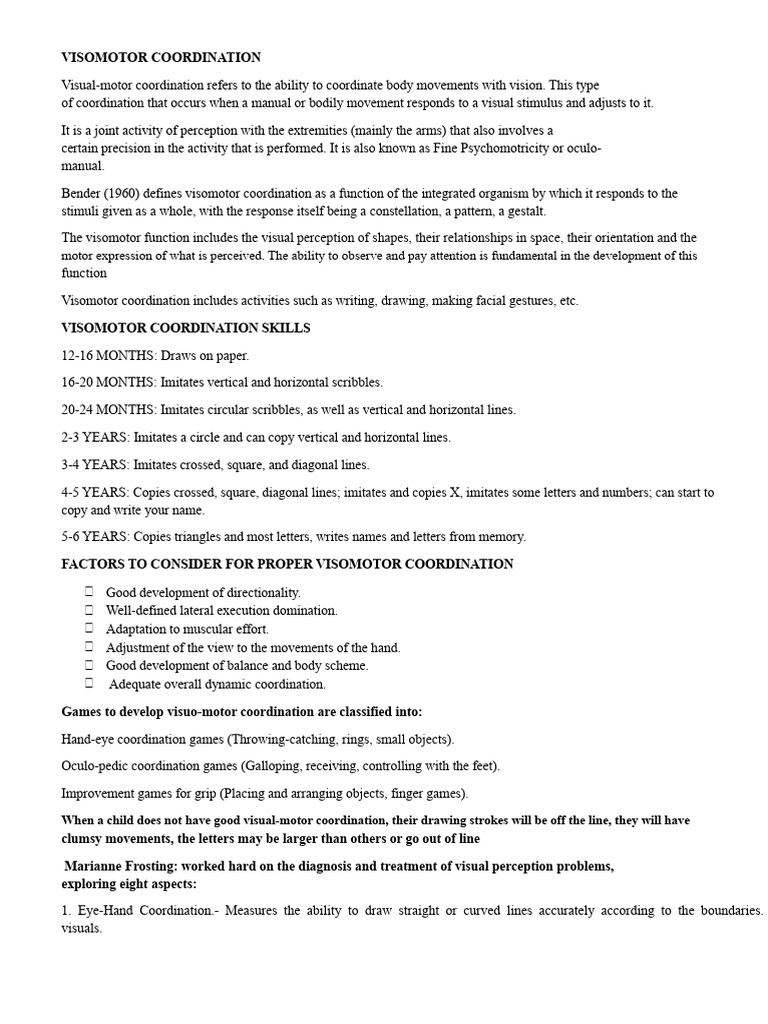 COORDINATION VISOMOTOR...docx | PDF | Perception | Visual Perception