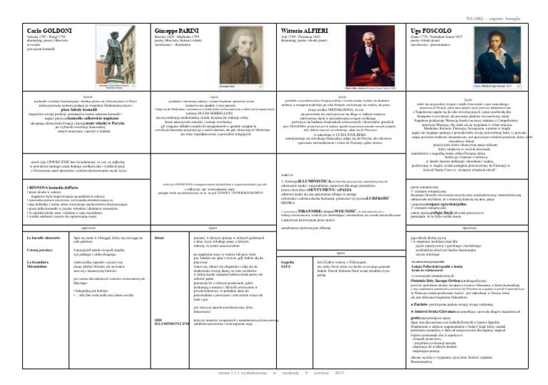 Goldoni Parini Alfieri Foscolo | PDF