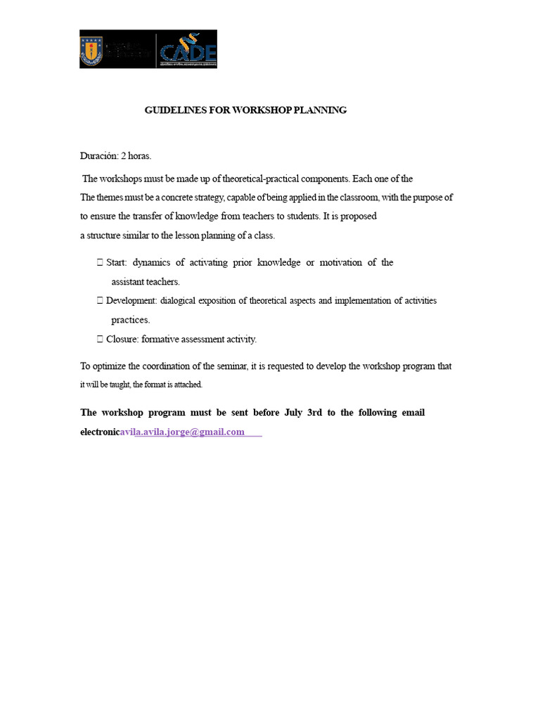 Workshop Planning Guidelines | PDF | Educational Assessment | Evaluation